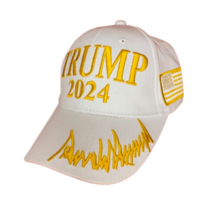 White Donald Trump 2024 Gold Signature Hat | Trump Superstore