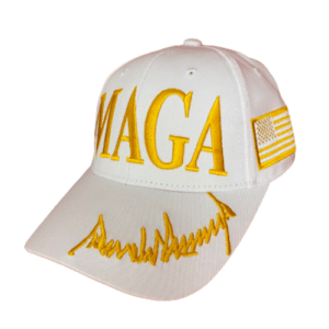 White MAGA With Gold Donald Trump Signature Hat | Trump Superstore