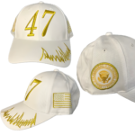 White & Gold Presidential Seal Trump 47 Embroidered Hat | Trump Superstore